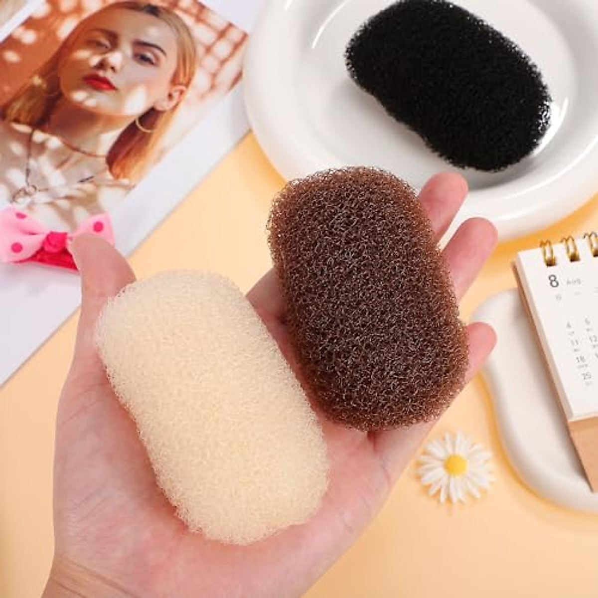 FRCOLOR Charming Volume Hair Inserts and Bump It Up Clips for Women - 3 Pack Hair Padding for Updos, Beehive Styles