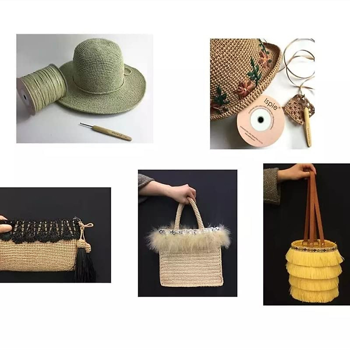 ENUDKON 91M / Barrel Cotton Lafite Grass Yarn Summer 100% Natural Fiber DIY Woven Straw hat Bag Yarn (Color : 18-Bright Color)