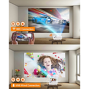 Mini Projector, TOPVISION 4000LUX Outdoor Movie Projector with Screen Mirroring,Full HD 1080P Supported LED Projector, Compatible with Fire Stick,HDMI,VGA,USB,TV,Box,Laptop,DVD