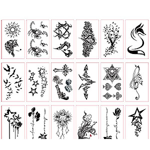 30 Different Patterns Dark Tattoo Stickers Waterproof Lasting Simulation Tattoo Unisex Temporary Stickers (F)