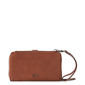 The Sak Iris Large Smartphone Crossbody Bag in Crochet and Faux Leather, Convertible Wristlet Purse Design, Bamboo Static