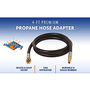 Flame King Quick Connect Hose for RV, Van, and Trailer - 48-inch, 3/8-inch ID Female SAE Gas Flare Fitting, 100304-48, Black