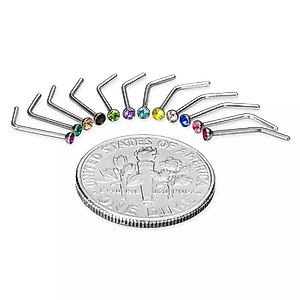 SMUOBT 120pcs 22G L Shaped Stainless Steel Nose Studs Rings Piercing Pin Body Jewelry 1.5mm 2mm 2.5mm a Set White and Colour