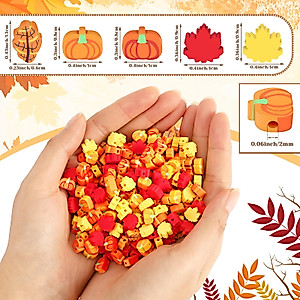 SEPGLITTER Fall Polymer Clay Beads, 300pcs Thanksgiving Fall Leaf Pumpkin Clay Beads for Jewelry Making Autumn DIY Bracelet Necklace Accessories Craft Party Supplies