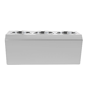 TFCFL Flatware Cylinder Holder,Commercial 3-Hole Stainless Steel Cylinder Flatware Silverware Utensil Holder Organizer Caddy 15.16x6.1x6.3inch,Silver (3-Hole)