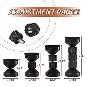 dadop Adjustable Threaded Bed Frame Anti-Shake Tool for Bed, Headboard Stoppers, Bedside Headboards Prevent loosening Anti-Shake Fixer, Easy Install (2pcs Black Upgraded Version, 40-100mm)