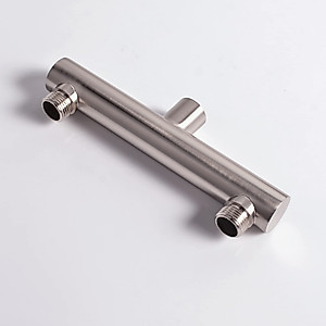 HAOXIN Shower Head Manifold with Double Outlet and Shut Off Valves for Dual Sprayer Showering System,Can Connect Two Showerheads,Brushed Nickel,STN02