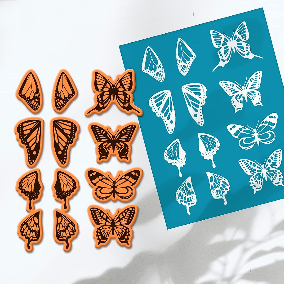 OLYCRAFT 4x5 Inch Butterfly Clay Stencils Butterfly Wings Silk Screen for Polymer Clay Insect Wings Silk Screen Stencils Mesh Transfer Stencils for Polymer Clay Jewelry Making
