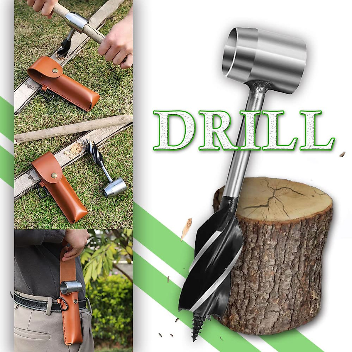 CANTENDO Bushcraft Gear for Survival Settlers,Bushcraft Drill & Survival Saw,Bushcraft Tools and Gear,Settlers Wrench Hand Auger Wood Drill,Scotch Eye Wood Auger