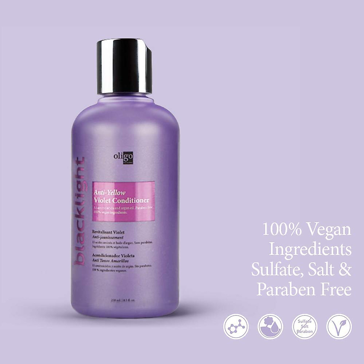 Oligo Professionnel - Blacklight Violet Conditioner - Purple Conditioner for blondes - Vegan - Eliminate Yellow Tones - Refresh Faded Highlights - Argan oil - Hydrating Formula - 8.5oz