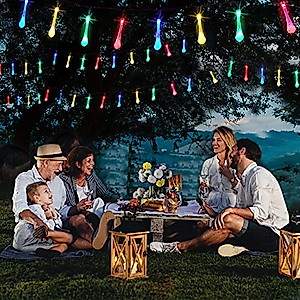 suddus 2 Pack 30 LED Solar String Lights Outdoor Waterproof, Water Drop Solar Lights with 8 Modes, Solar Party Lights Outdoor