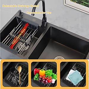 TRGCJGH Bathroom Vanity with Top Sink, Wooden Double Door Bathroom Storage Vanity, Bathroom Vanity and Sink Combo, Bathroom Vanity(780X430mm/30.7X16.9in,Black)