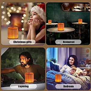 kooplus Wooden Night Light, Small Nursery Lamp for Sleep Helping with Memory Function, Rechargeable Lamp for Kids, Cylindrical