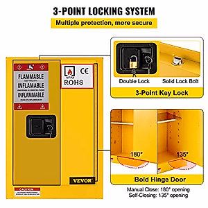 Mophorn 17" x 17" x 22" Flammable Cabinet Galvanized Steel, Safety Cabinet, Adjustable Shelf Flammable Storage Cabinet, for Commercial Industrial and Home Use