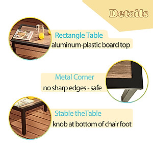 LOKATSE HOME Outdoor Coffee Table Patio Furniture with Wood Grain Top for Balcony, Brown