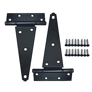 QCAA Stainless Steel Extra Heavy Tee Hinge, (2pack(8"), Black Coated)