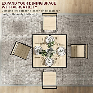 HOMCOM 3-Piece Industrial Dining Table Set for 2, Kitchen Table and Chairs, Dining Room Sets for Small Spaces, Oak