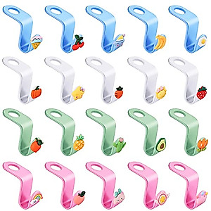 WXOIEOD 20 Pieces Clothes Hanger Connector Hooks for Kids Hangers, Cute Plastic Hanger Space Saving Connector Hook Closet Organizer Heavy Duty Outfit Hangers Cascading Extender Clips for Coat Shirt