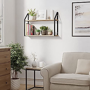 Wallniture Modena 2-Tier 24" Wall Bookshelves Bathroom Organizer Floating Shelves for Kitchen Organization Office Decor Wall Shelves Burnt Finish