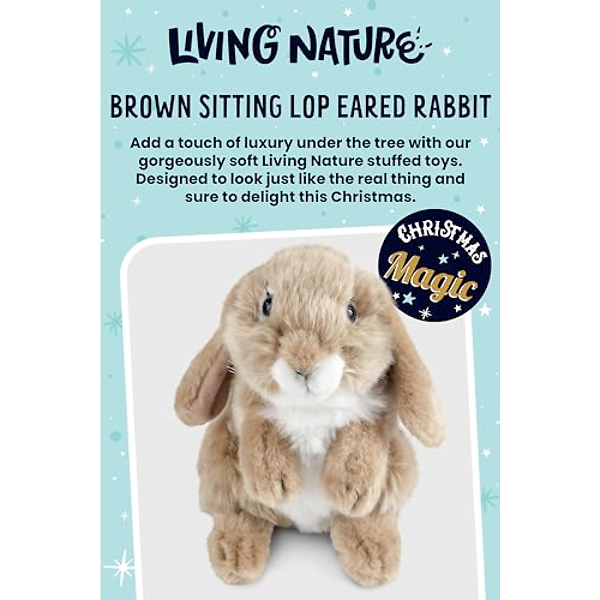 Living Nature Brown Sitting Lop Eared Rabbit Stuffed Animal | Fluffy Rabbit Animal | Soft Toy for Kids | 7 inches