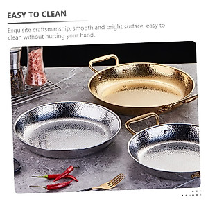HANABASS 4pcs Dinner Nonstick Tray Pan for Use Hotpot Snack Chicken Steel Nabe Handle Cookware Serving Pot Induction Foods Golden Kitchen Home Paella Plate Restaurant Skillet Handles