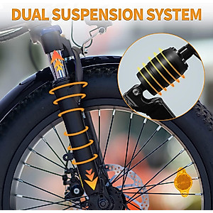 Jasion EB7 2.0 Adult Electric Bicycles, 28MPH Folding Electric Bike with 1200W Peak Motor, 55Miles Commute Ebikes for Adults 480WH Battery, Shock Absorber, Disc Brake, 20" *3.0 Tires for Beach Snow