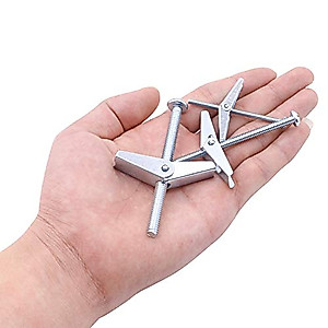 HELIFOUNER 24 Pieces Toggle Bolt and Wing Nut for Hanging Heavy Items on Drywall - 1/8 Inch, 3/16Inch, 1/4Inch