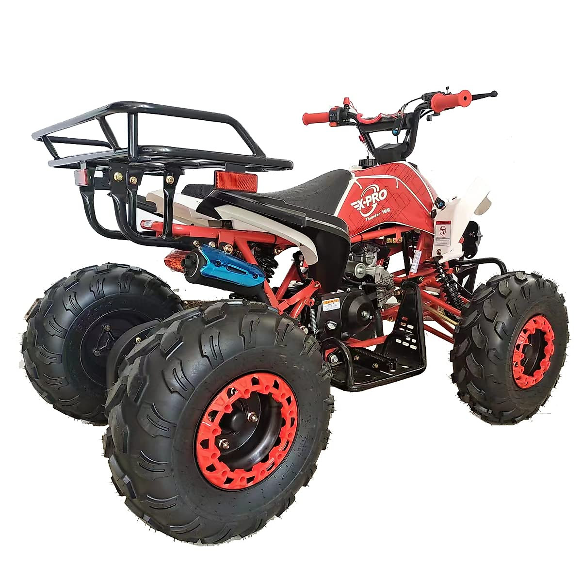 X-PRO Thunder 125cc 125cc ATV Quad Youth 4 wheeler ATVs Quads Big 19"/18" Tires，Red