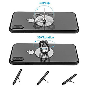 Cell Phone Ring Holder, Transparent Phone Ring Holder 360°Rotation Finger Ring Stand Phone Ring Grip Compatible with Almost All Phones/Phone Cases (Round)