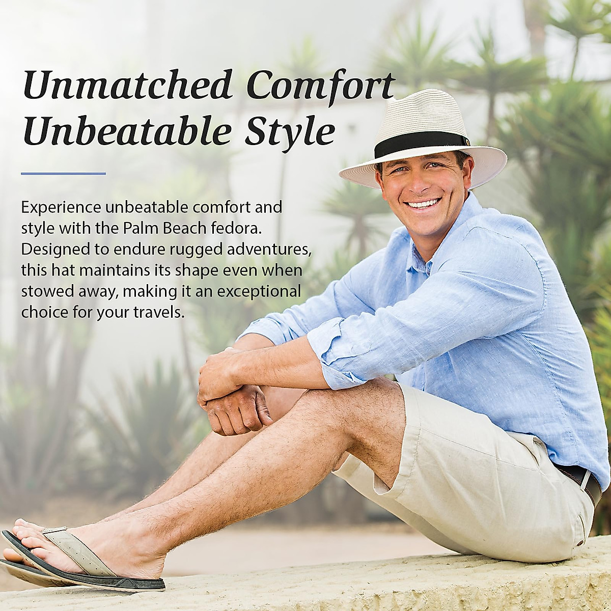 Wallaroo Palm Beach Fedora (Olive, L/XL) – UPF 50+ UV Sun Protection, Wide Brim, Stylish Design, Adjustable Size – Classic Sun Hat for Outdoor Events, Travel, and Everyday Wear