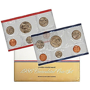 1986 Various Mint Marks P & D United States US Mint 10 Coin Uncirculated Mint Set Uncirculated