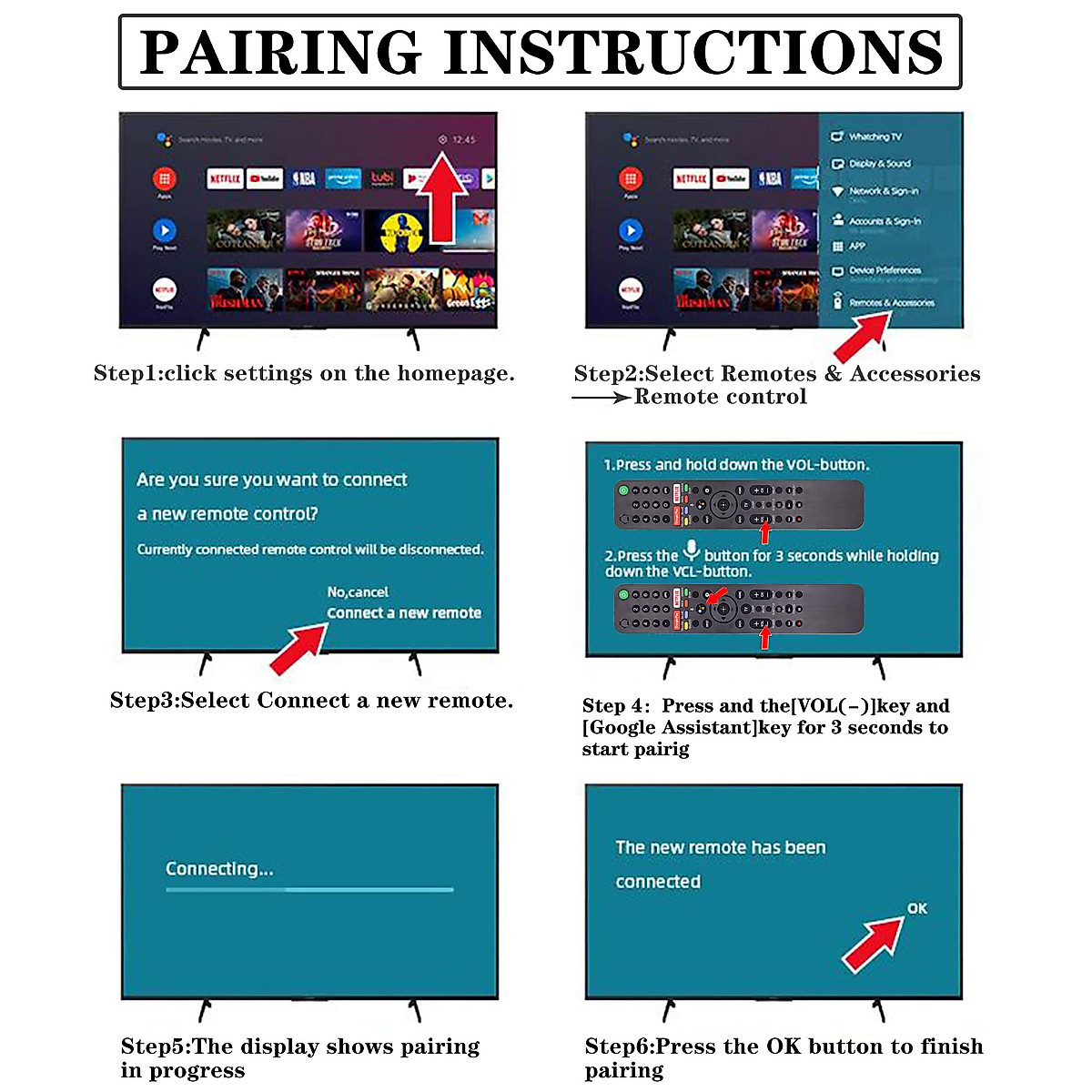 MYHGRC RMF-TX500U Voice Remote Control fit for Sony Smart TV Replacement Sony Voice Remote for All Sony Bravia LED OLED LCD 4K UHD HDTV HDR TV, with Google Play Netflix Button …