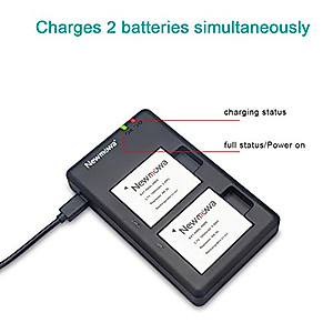 Newmowa NB-6L NB-6LH Battery (2 Pack) and Dual USB Charger Kit for Canon NB-6L NB-6LH and Canon Powershot D10, D20, D30, S90, S95, S120, SD770 is, SD980 is, SD1200 is, SD3500 is, SD4000 is, SX260 HS