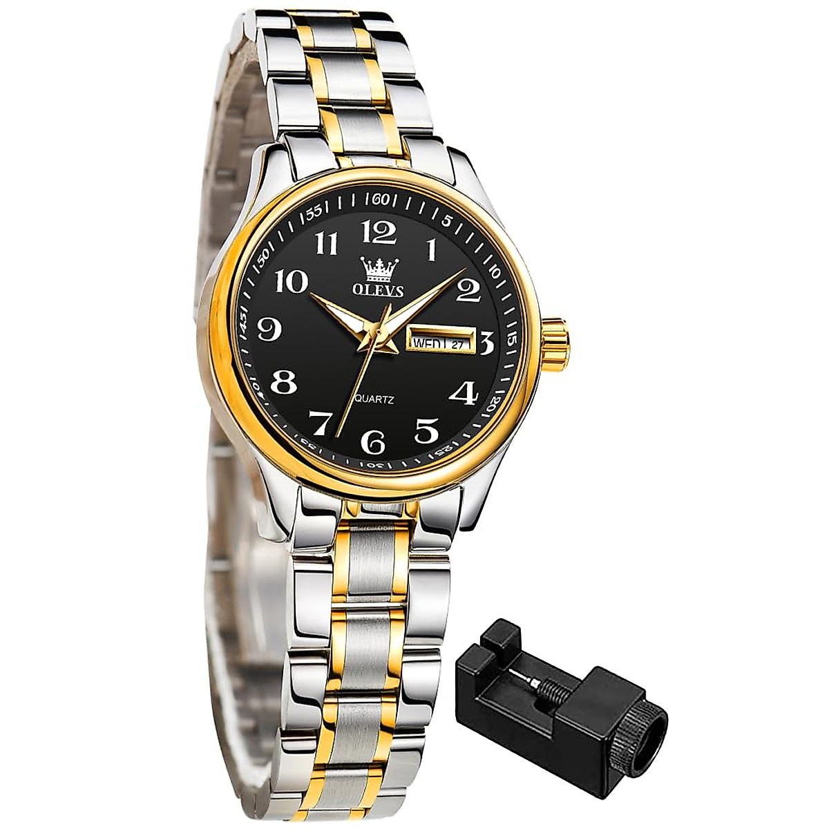 OLEVS Women Watches Business Dress Female Ladies for Small Wrist Watch Gold Silver Tone Stainless Steel Band Analog Quartz Day Date Waterproof Number Lady Watches