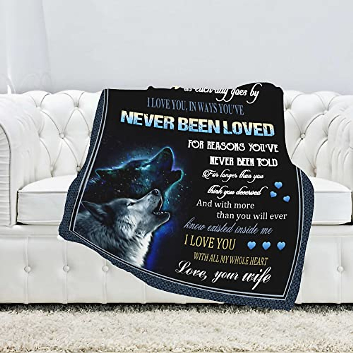 CHENIZEG to My Husband Blanket Birthday Gift from Wife Ultra-Soft Romantic Present Anniversary Blankets for Couch Sofa Bed Living Room 60"x50"
