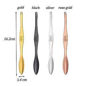 Stainless Steel Lobster Crab Forks Picks Spoons, Quick Shellfish Lobster Cracker Seafood Tools Clip Needle Fork, Lobster Fruit Fork(rose gold)