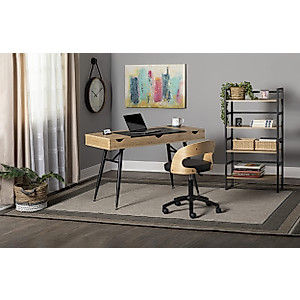 Calico Designs Nook Modern Desk with Multi Soft-Close Storage Compartments, Black Graphite/Ashwood