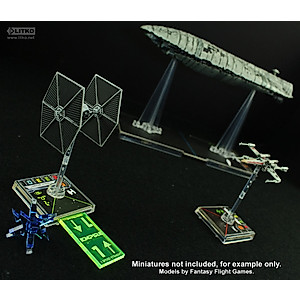 LITKO Space Fighter Marker Tokens | Compatible with Star Wars: X-Wing | Ion | Energy | Stress | Focus | Evade | Critical Damage | Barrel Roll | 5 Pack (Fluorescent Blue Ion Marker)