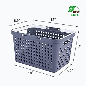 WEMEGA 2 Pack Portable Shower Caddy Tote Plastic Storage Basket with Handles,Box Organizer Bin for Bathroom,College Dorm,Kitchen,Bedroom,Black