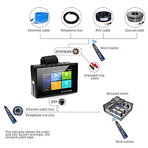 WSDCAM CCTV Tester with Wire Tracker, 4 Inch Portable Wrist IP Camera Tester CCTV Tester 4K H.265 IP CVBS CVI TVI AHD Analog Camera Tester with POE/IP Discovery/Camera Test Report