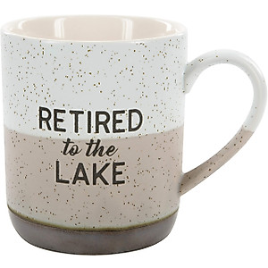 Pavilion - Retired To The Lake - Large 15 Oz Stoneware Coffee Cup Mug