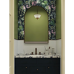 Ismoon Green Peel and Stick Wallpaper, Tropical Wallpaper Black/Green/Pink Contact Paper Jungle Leaf Wallpaper Peel and Stick Removable Wallpaper Vinyl Self Adhesive Wallpaper Waterproof