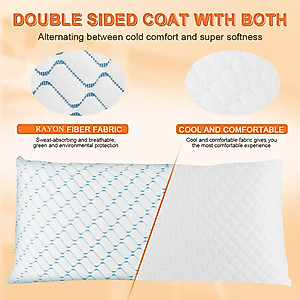 VAINOC Memory Foam Pillows Queen Size Set of 2, Adjustable Cooling Pillow for Side Back Stomach Sleepers with Washable Removable Cover