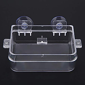 Hffheer Reptile Feeder Anti-Ese Amphibians Feeder Dish Food Water Bowl Translucent Feeding Basin with Suction Cup for Tortoise Gecko Snakes Lizard