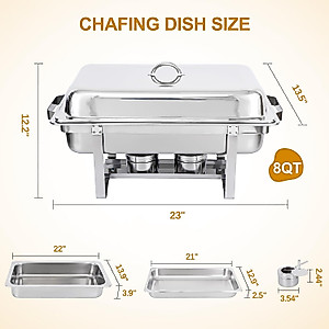 Nova Microdermabrasion Chafing Dish Buffet Set of 4 Stainless Steel Chafing Dishes for Buffet Food Warmer for Parties Catering Event with Food Water Pan, Fuel Holder