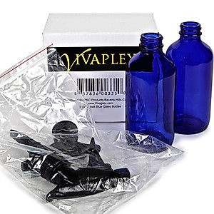 Vivaplex, 2, Large, 8 oz, Empty, Cobalt Blue Glass Spray Bottles with Black Trigger Sprayers