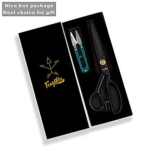 Sewing Scissors Professional 10 inch Heavy Duty Fabric Shears for Tailoring Leather Cloth Black Industrial Strength High Carbon Steel Tailor Shears for Home Office Dressmakers(Right-Handed) (10inch)