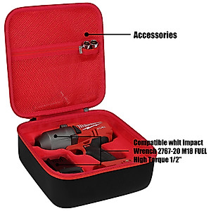 khanka Hard Case Replacement for Milwaukee 2767-20 M18 FUEL High Torque 1/2" Impact Wrench, Case Only