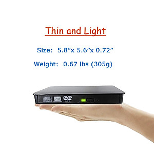 Valley Of The Sun Portable External DVD CD ROM Player Optical Drive, for Alienware M15 R2 M17 15 17 R5 Aurora R8 R9 Area 51 M 51M Gaming Laptop X51 Desktop PC, USB 3.0 Pop-Up DVD-RW RAM CD-R Reader