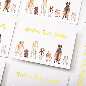 Crisky 50 Count Dog Thank You Cards Nothing Butt Thanks Gold Foil Funny Thank You Cards with Envelopes & Stickers For Friends, Women Men, Teachers, Colleagues, Dog Lovers